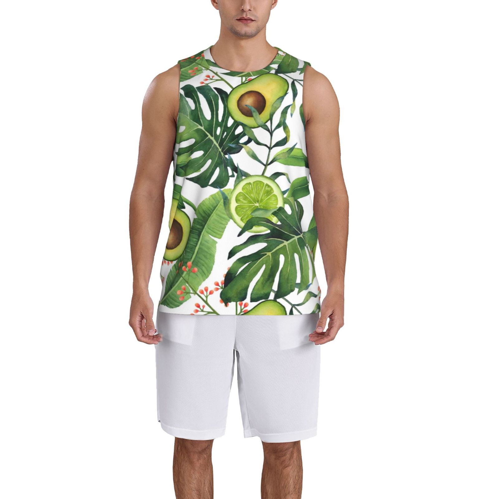 Zeuib Watercolor Green Tropical Jersey Shirt for Men,Mesh Athletic ...