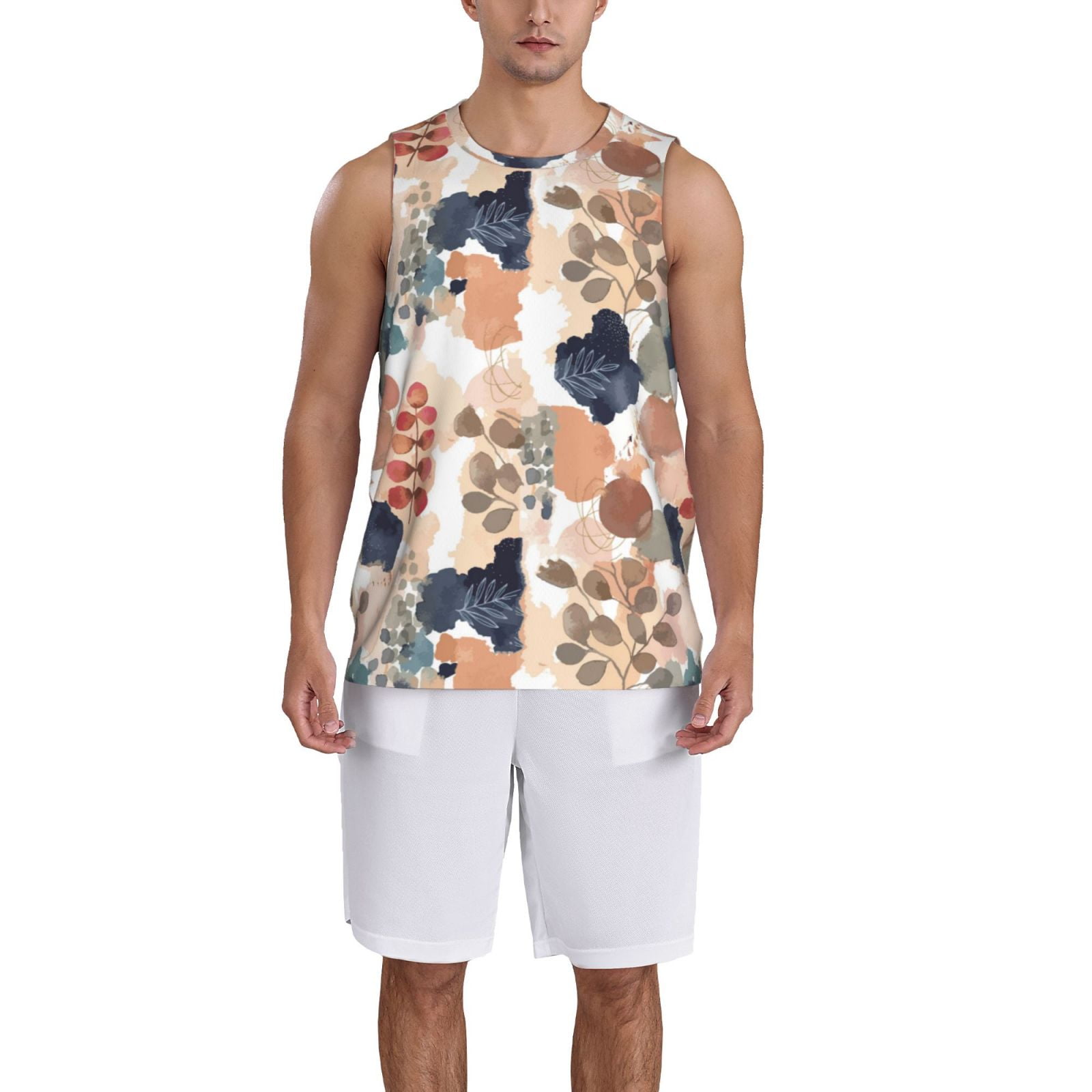 Zeuib Watercolor Plants Jersey Shirt for Men,Mesh Athletic Practice ...