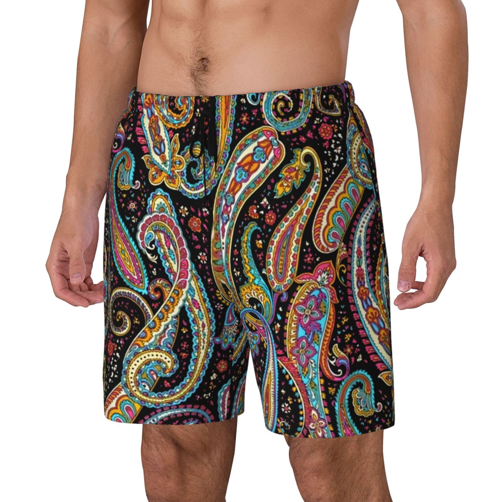Zeuib Watercolor Romantic Paisley Print Swimming Trunks for Men Boys ...