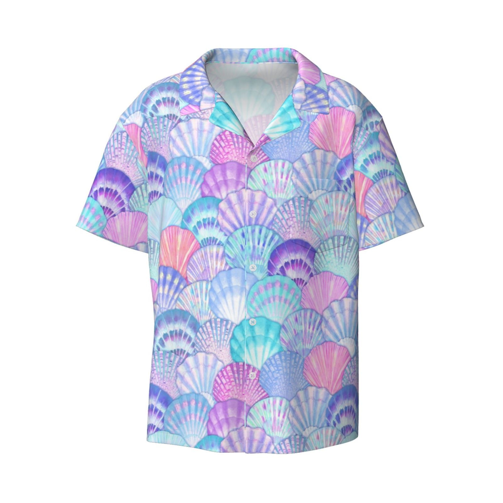 Zeuib Watercolor Sea Shells 1 Men's Short Sleeve Button-Down Shirt ...