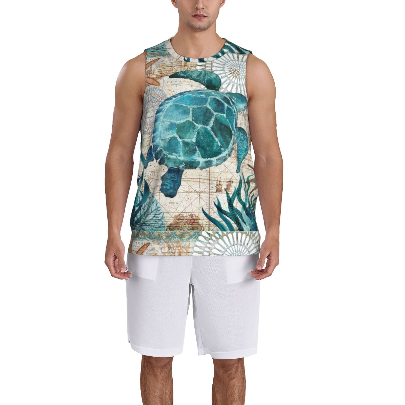 Zeuib Watercolor Sea Turtle Jersey Shirt for Men,Mesh Athletic Practice ...