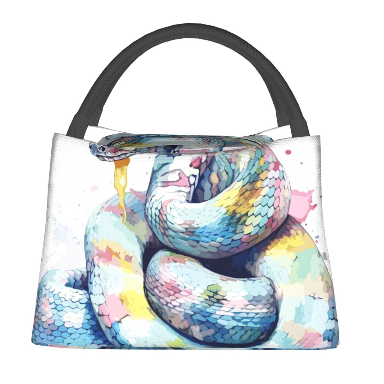 Zeuib Watercolor Snake Lunch Bag,Collapsible Cooler Bag Insulated ...