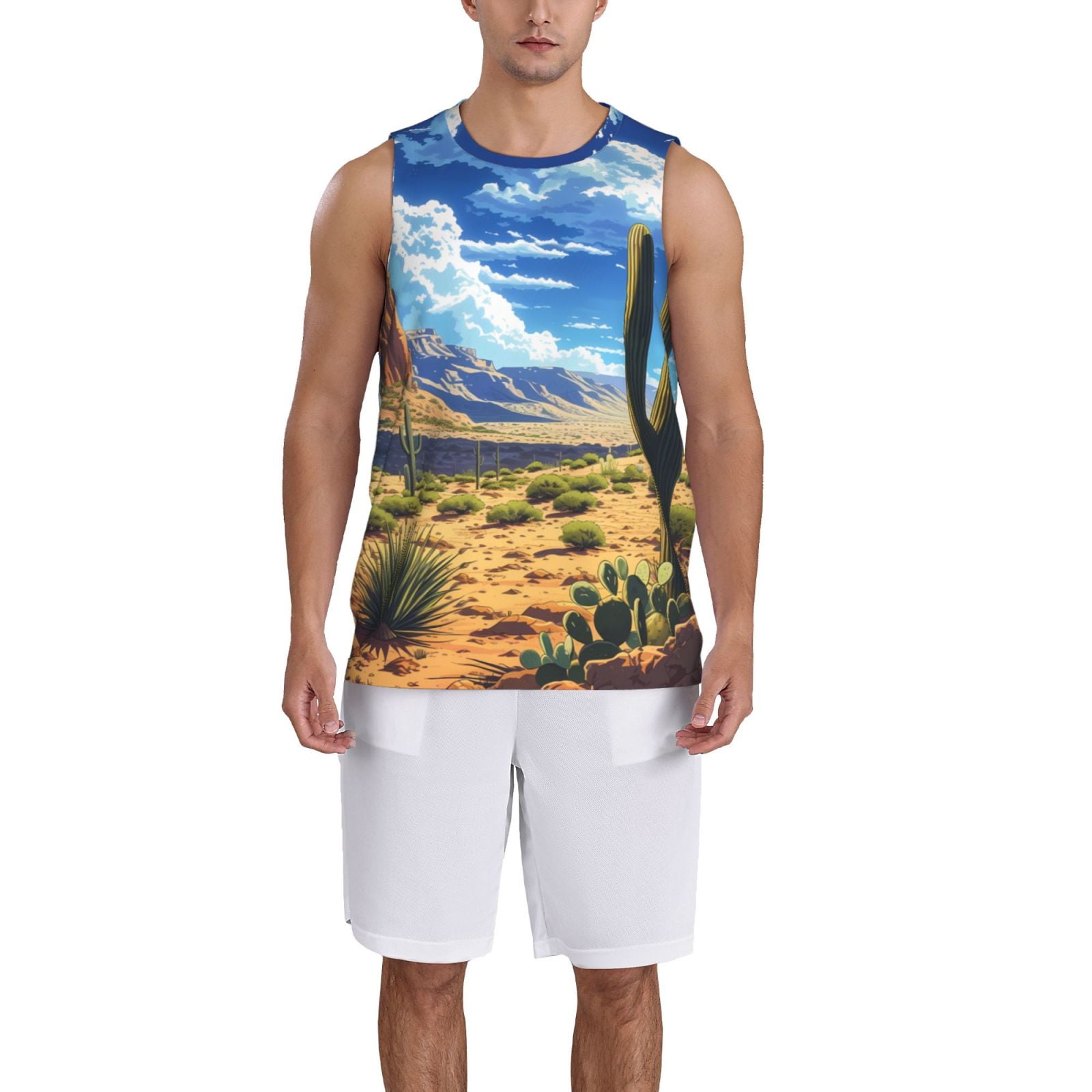 Zeuib Western Desert Cactus Jersey Shirt for Men,Mesh Athletic Practice ...