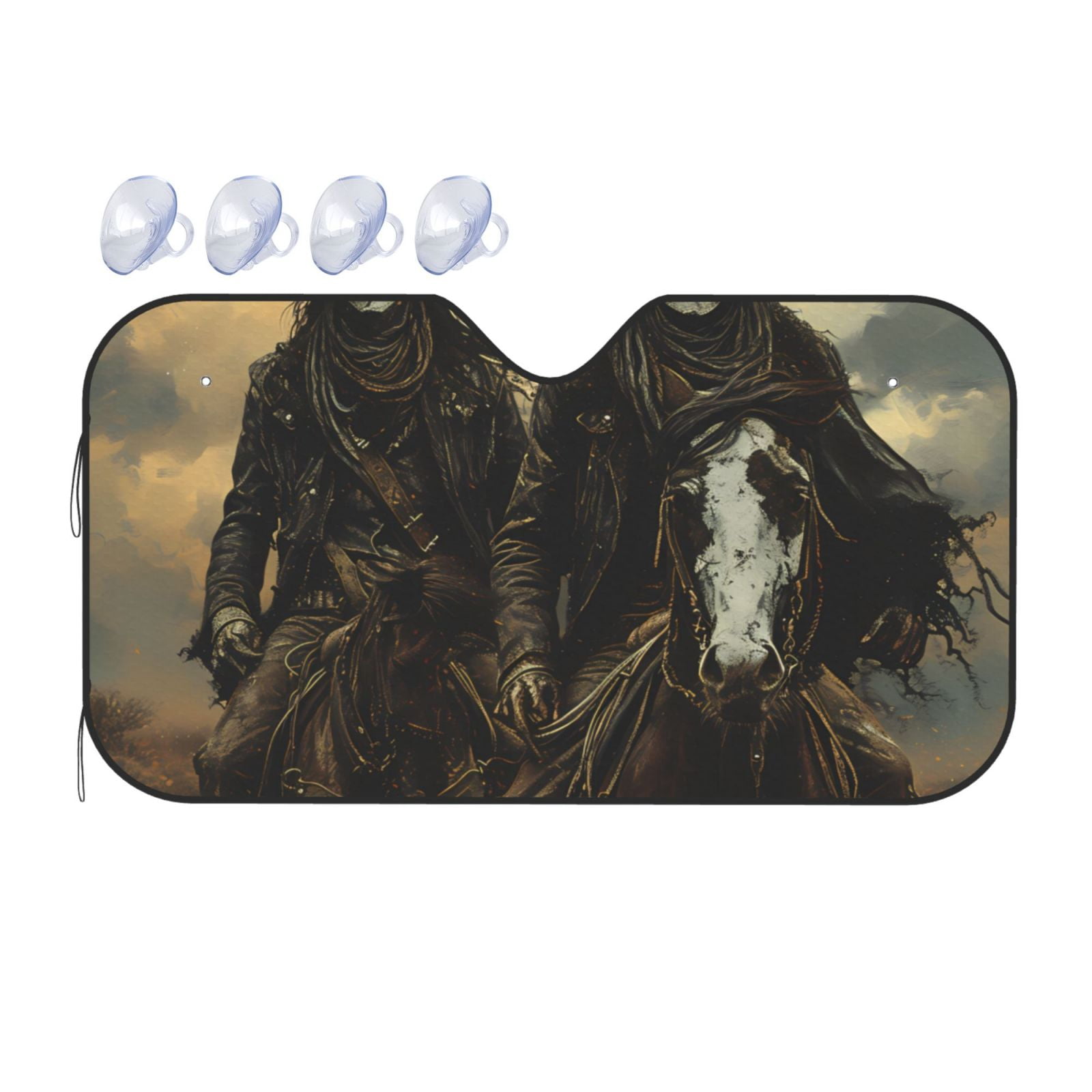 Zeuib Western Desert Skull Cowboy Premium Car Sunshade: Superior Sun ...