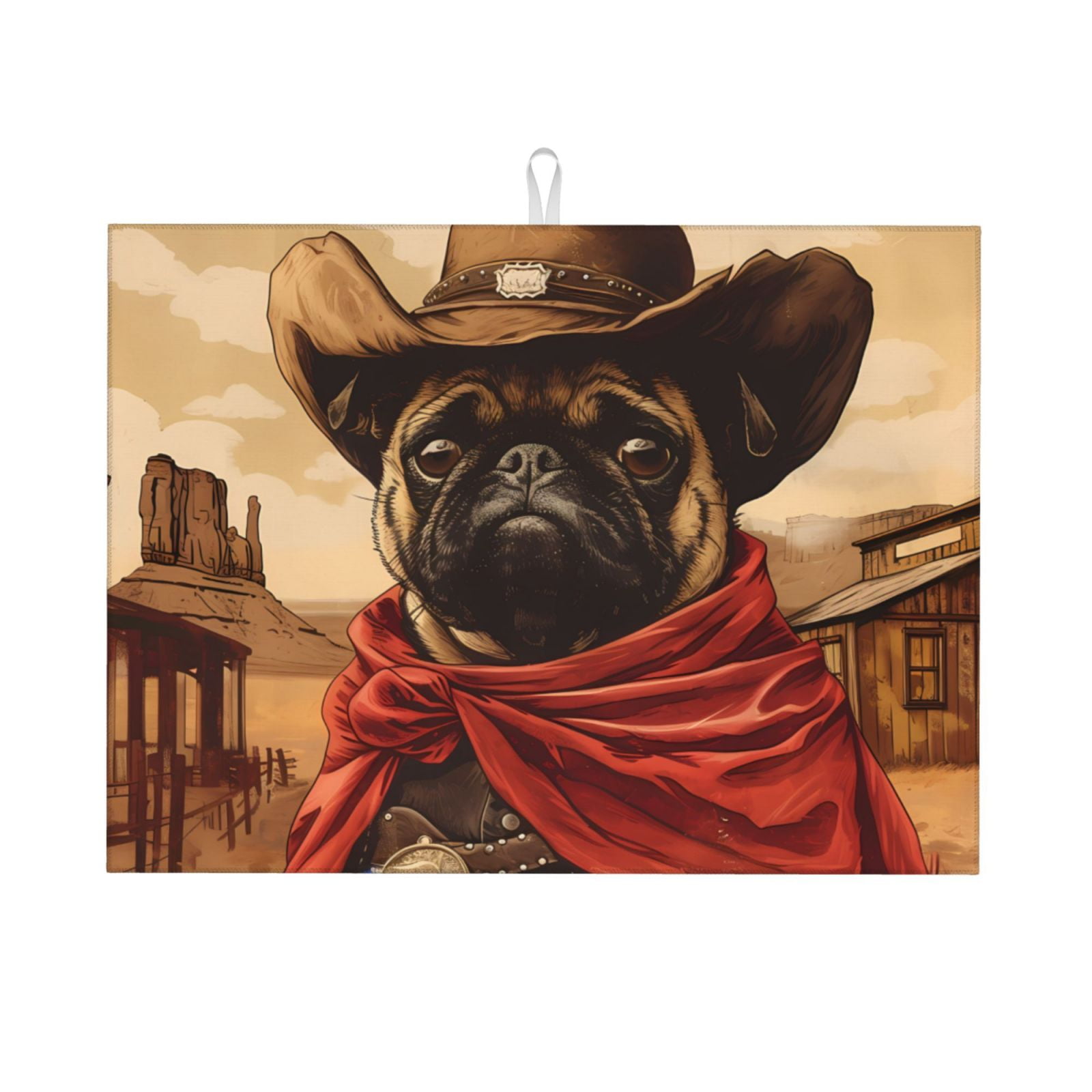 Zeuib Western French Bulldog Cowboy Dish Drainer Kitchen Counter ...