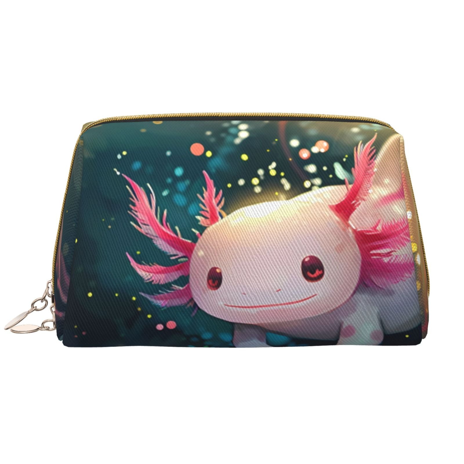 Zeuib Whimsical Axolotl Fantasy Printed Leather Makeup Bag,Cosmetic ...