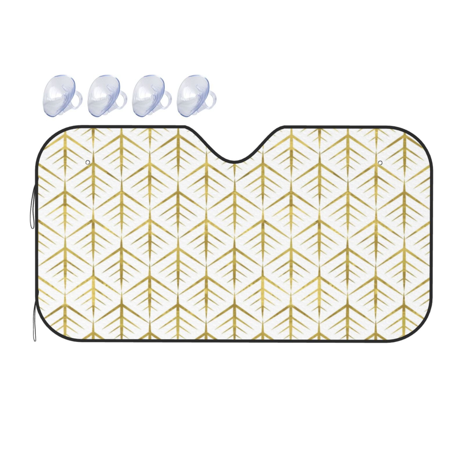 Zeuib White And Gold Geometry Premium Car Sunshade: Superior Sun ...