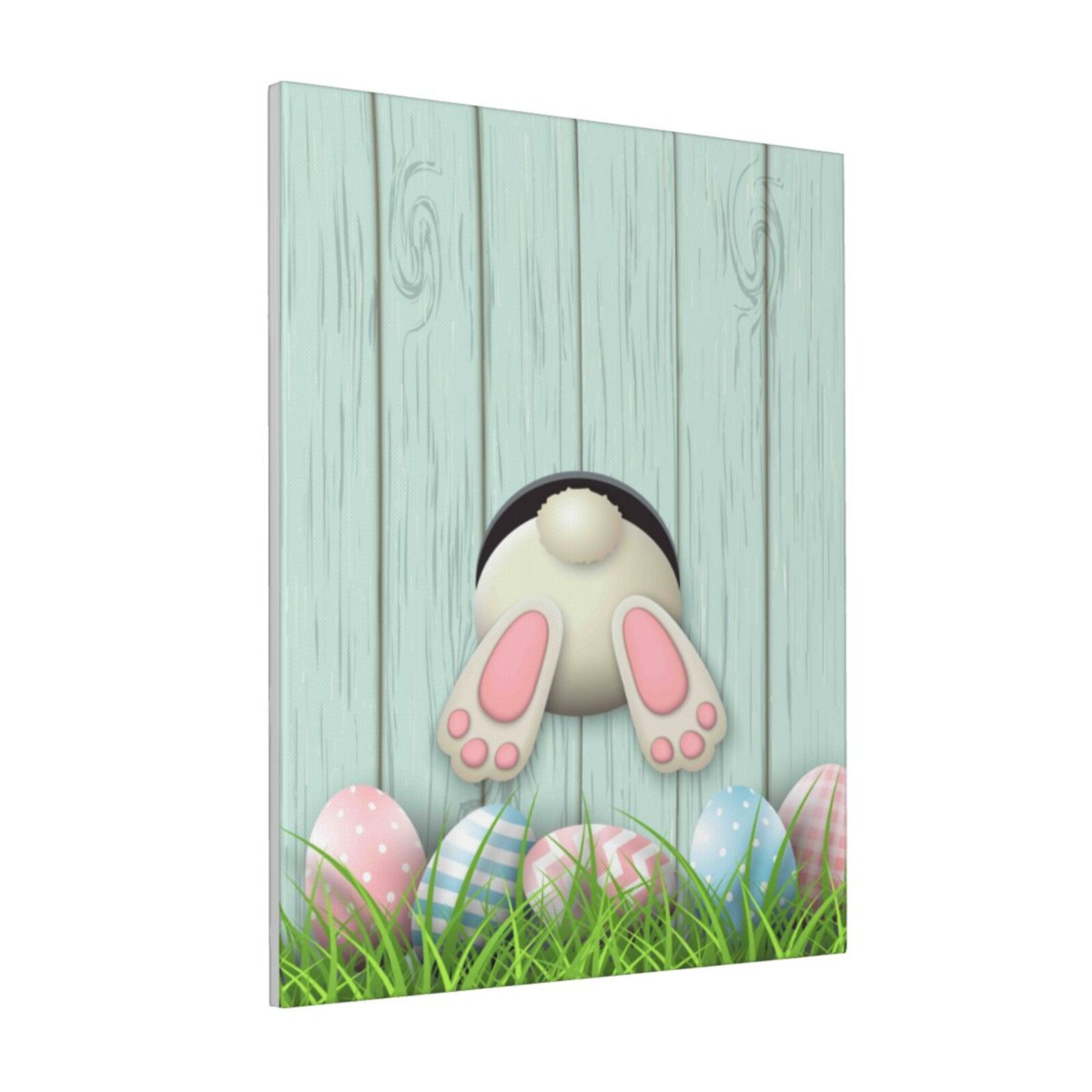 Zeuib White Bunny Bottom And Easter Eggs Print Farmhouse Canvas Wall ...