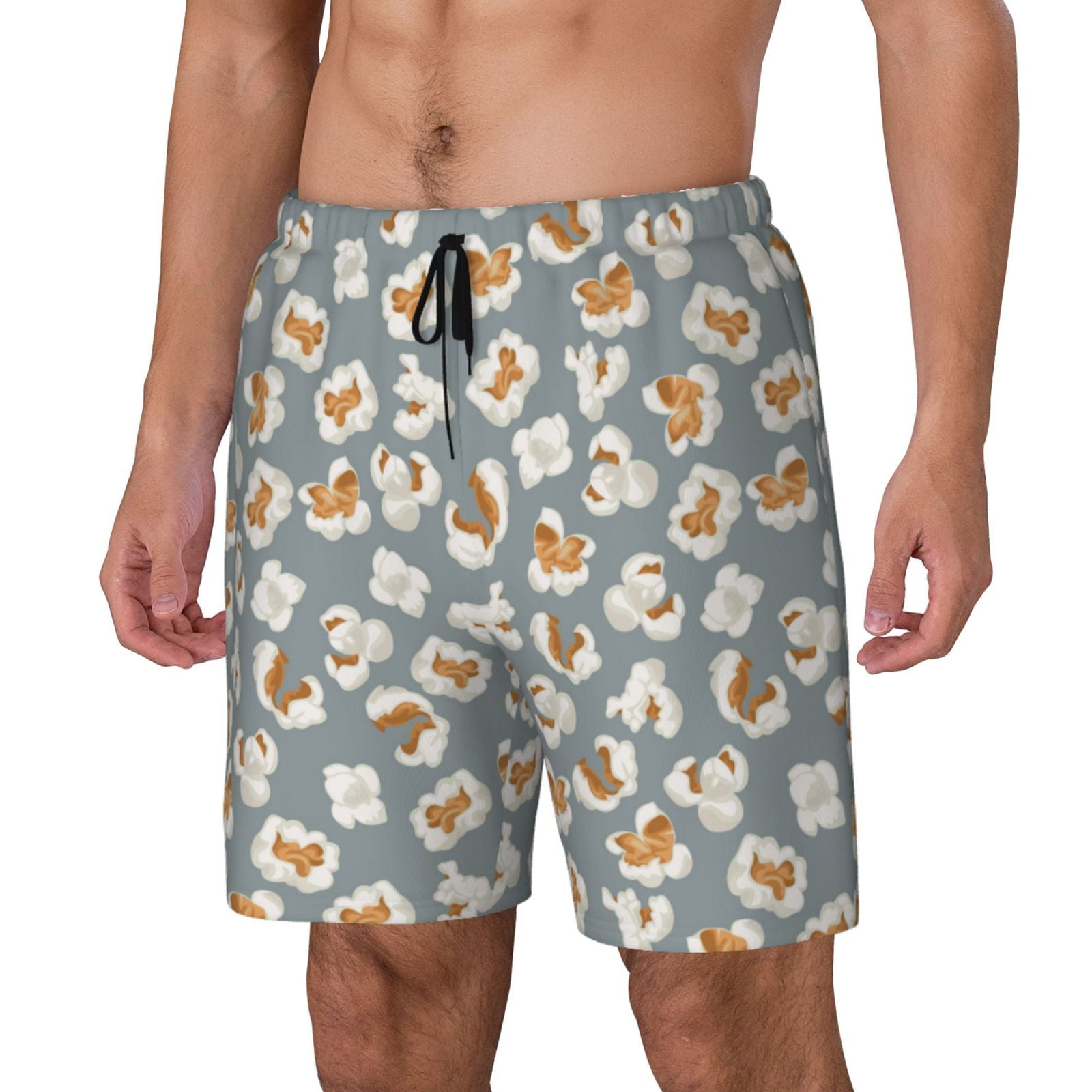 Zeuib White Popcorn Print Swimming Trunks for Men Boys,Swimming Shorts ...