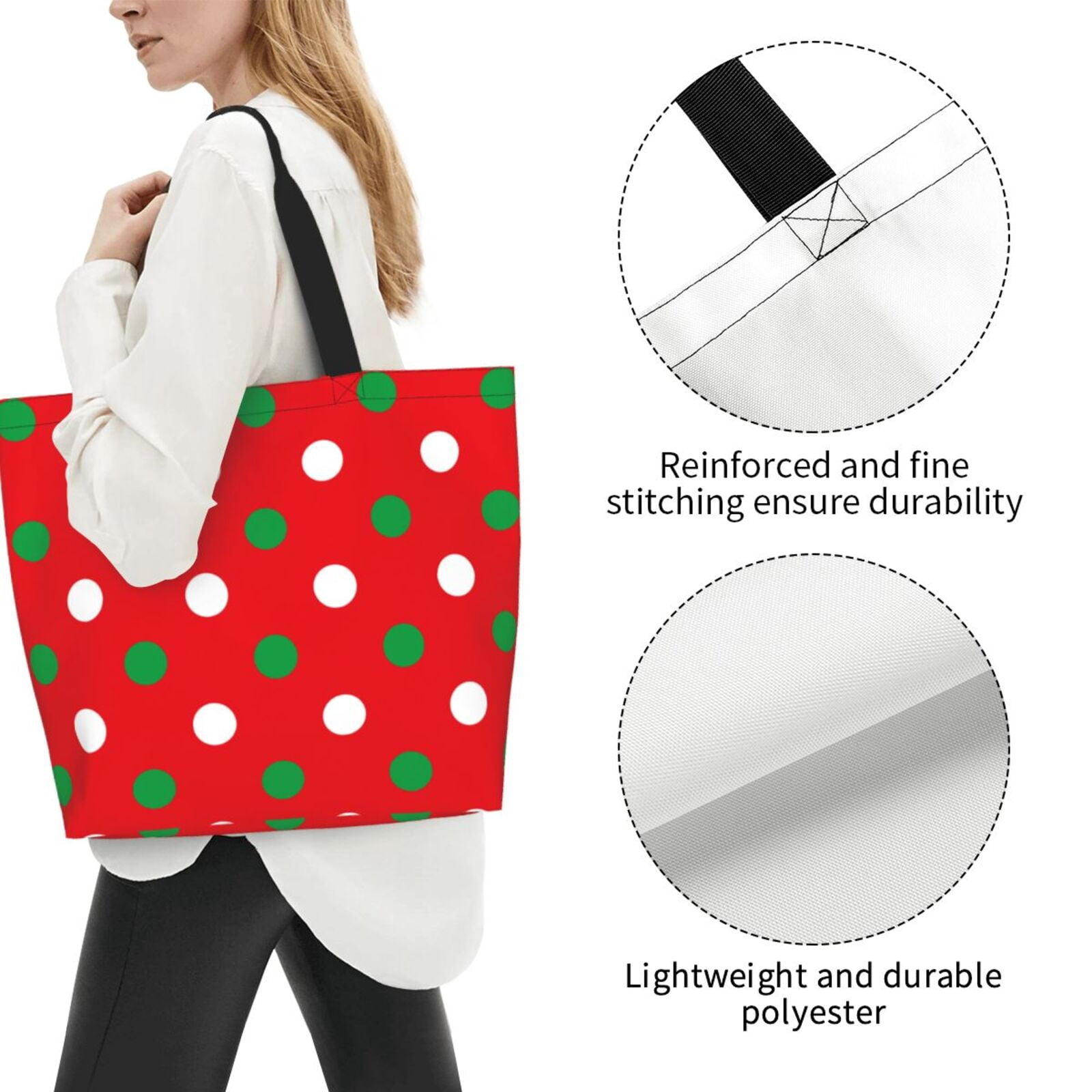 Zeuib White and Green Polka Dot Print Laptop Tote Bag for Women,Work ...