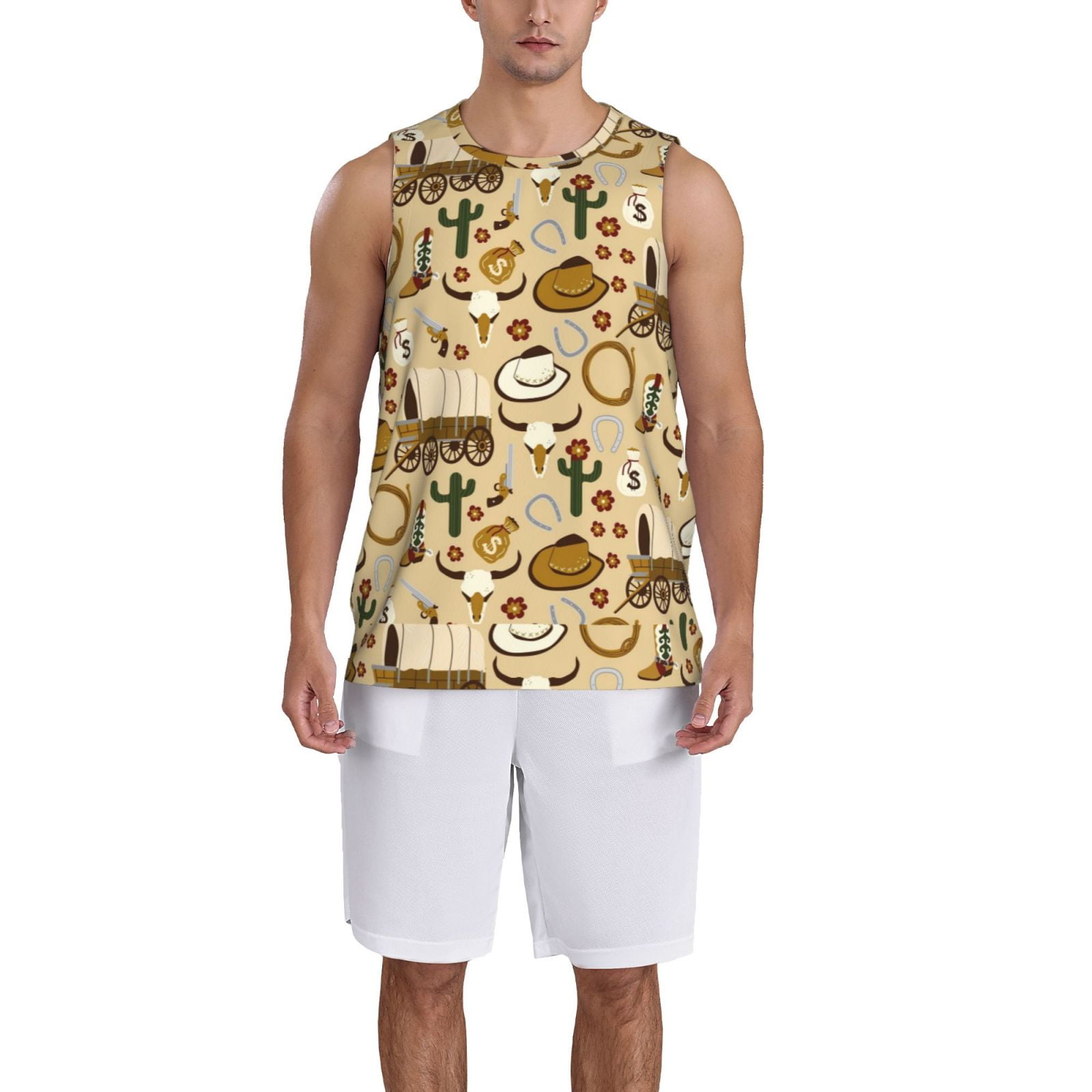 Zeuib Wild West Cowboy Jersey Shirt for Men,Mesh Athletic Practice Sports Shirts,Lightweight Rec ...