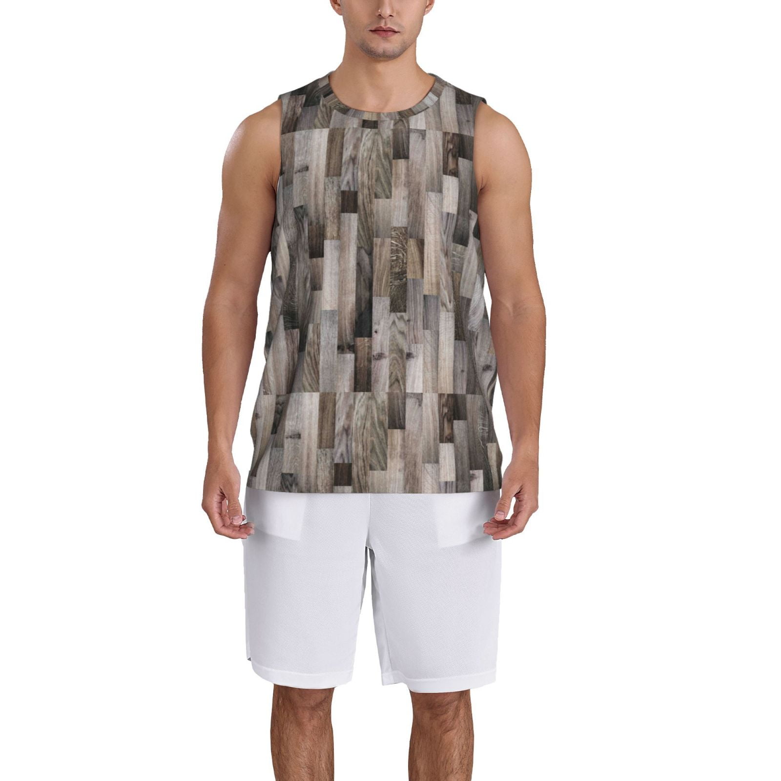 Zeuib Wooden Texture Jersey Shirt for Men,Mesh Athletic Practice Sports ...