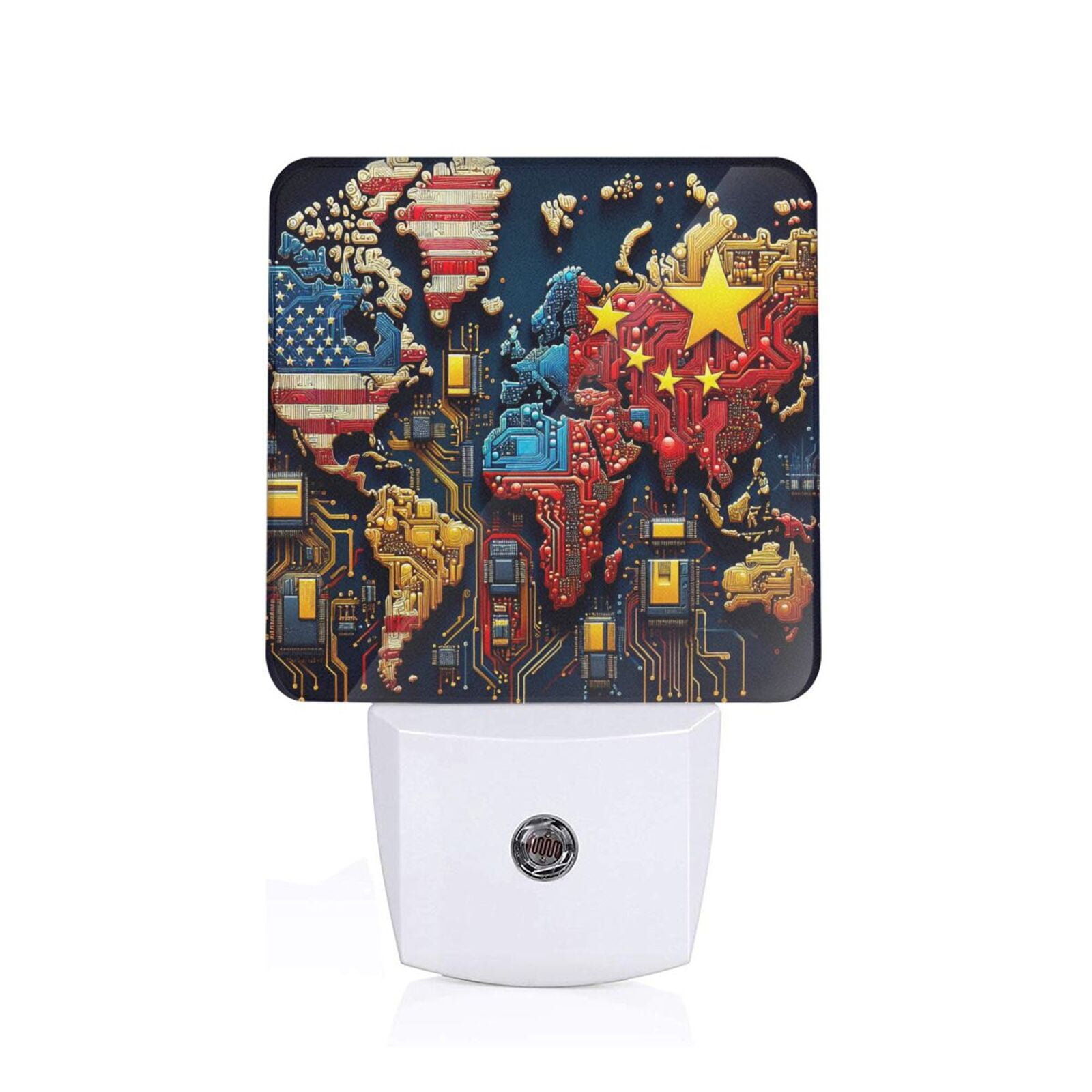 Zeuib World Map Of Digital Circuits LED Night Light,Plug in Night Light ...