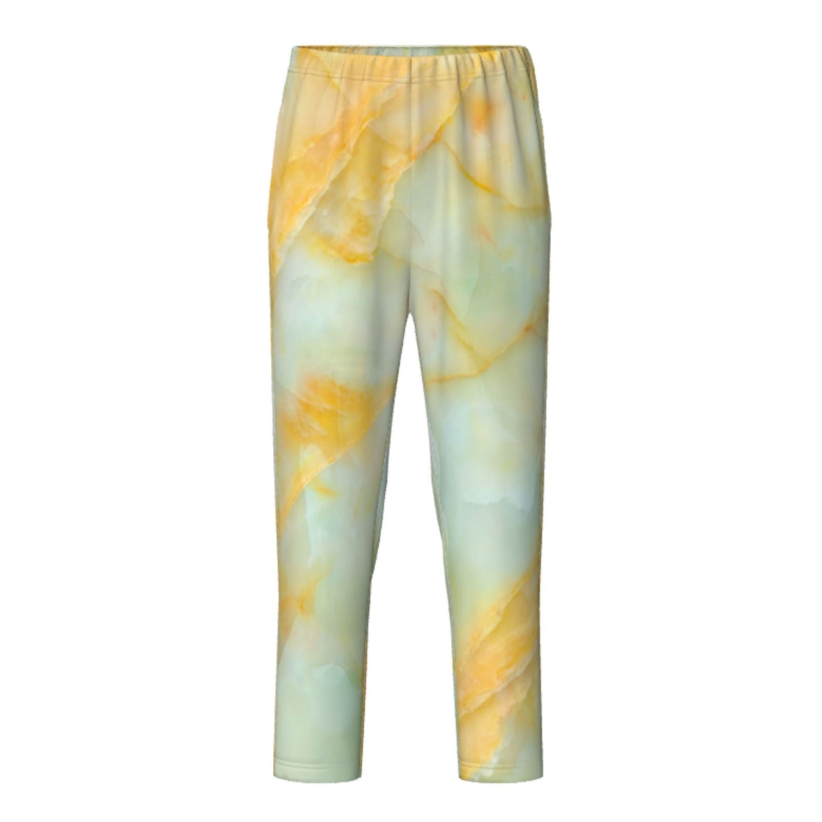 Zeuib Yellow With Teal Marble Print Pajama Pants for Girls Boys,PJ ...