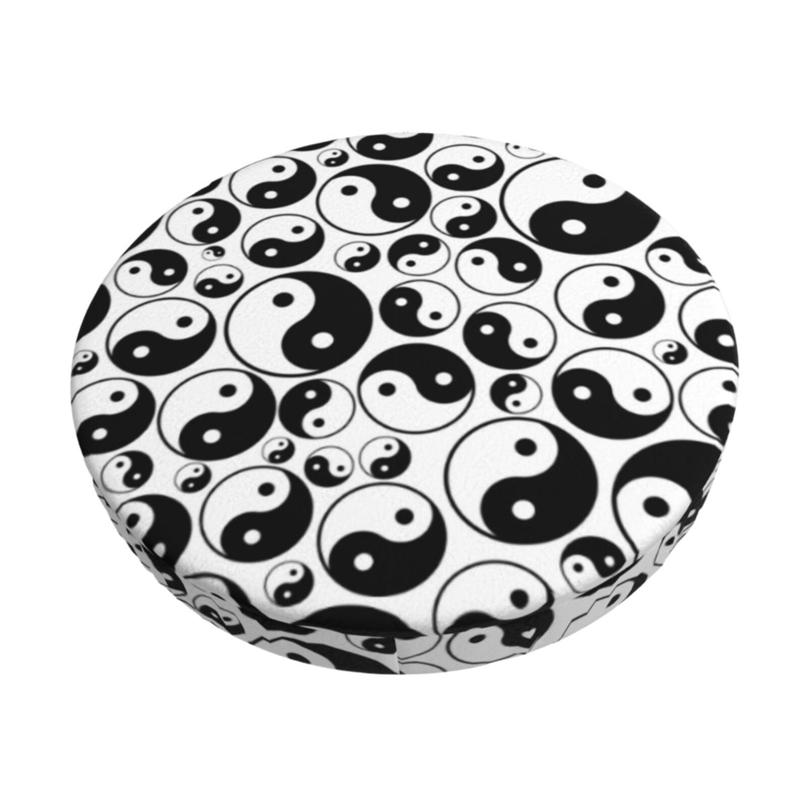 Zeuib Yin And Yang Velvet Round Stool Cover,Stool Covers Round,Bar ...