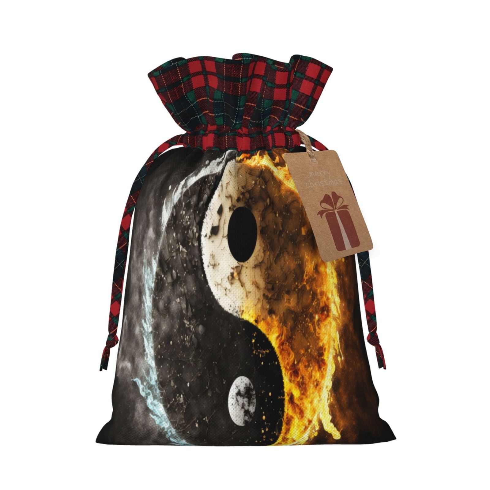 Zeuib Yin Yang Print Christmas Small Burlap Bags with Drawstring ...