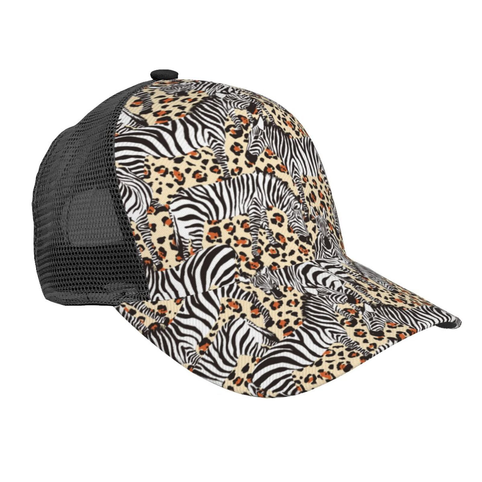 Zeuib Zebra Print Men & Women Adjustable Mesh Back Cap,Curved Bill ...