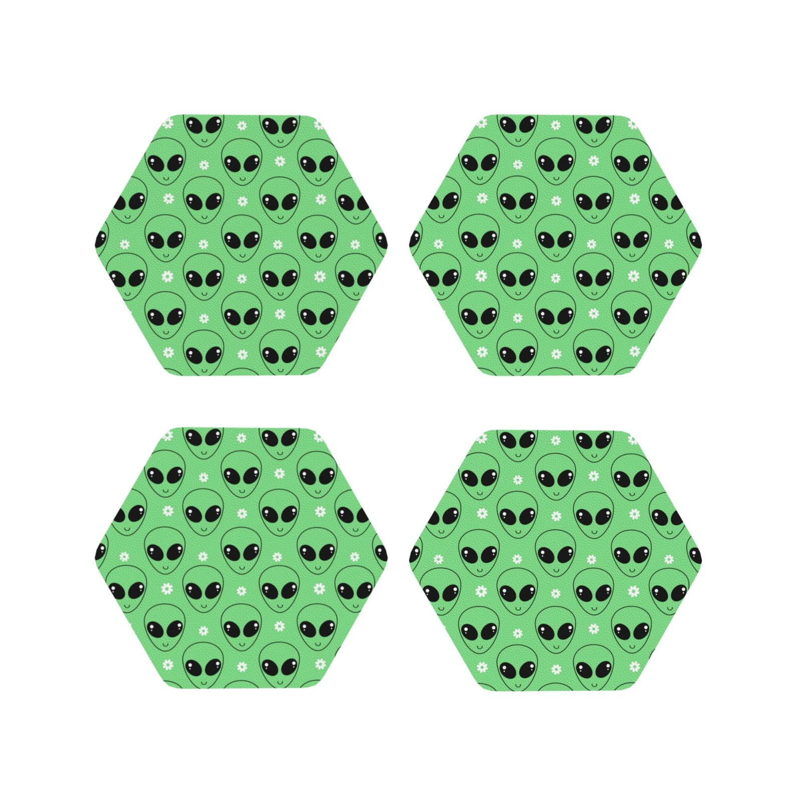 Zeuib alien cartoons Print Set of 4 Coasters for Drinks, Glass & Cups ...