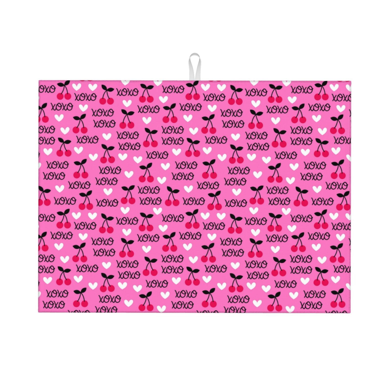 Zeuib cherry Print Dish Drainer Kitchen Counter, Kitchen Drying Mat ...