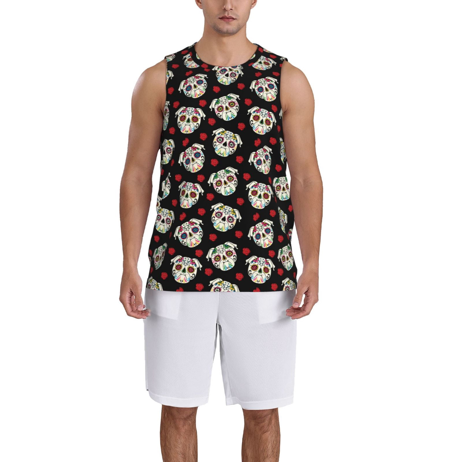 Zeuib colorful Skull dog flower Jersey Shirt for Men,Mesh Athletic ...