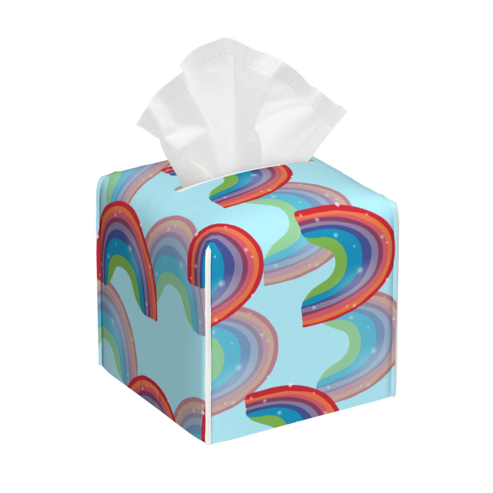 Zeuib colorful rainbow Print Tissue Box Cover,PU Leather Tissue Holder ...