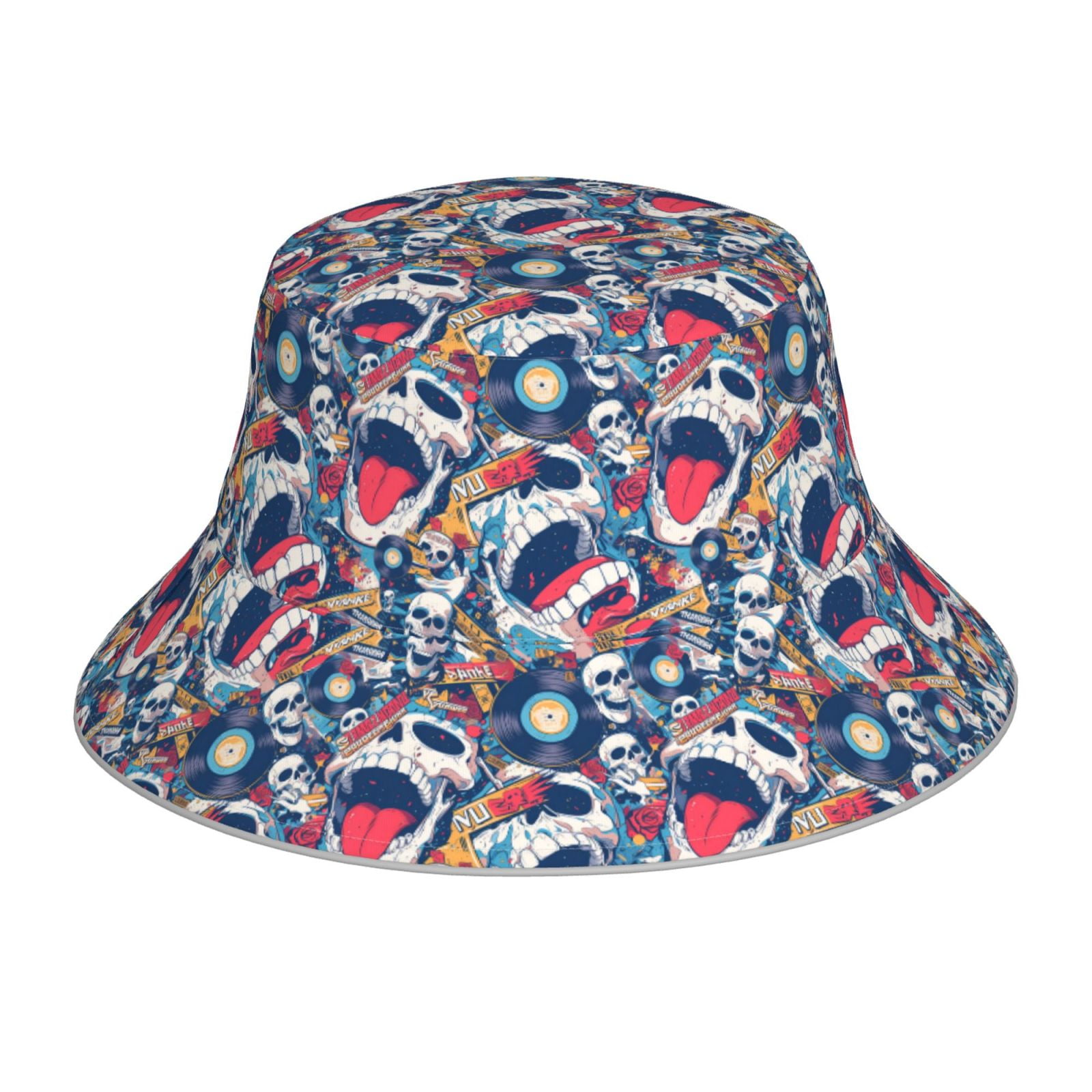 Zeuib cool rock Skull Reflective Bucket Hat, UV Protection, Wide Brim ...