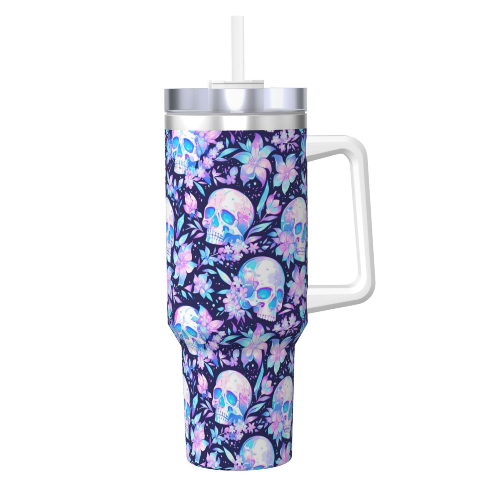 Zeuib crystal Skull flower leaf Printed Insulated Stainless Steel Hot ...