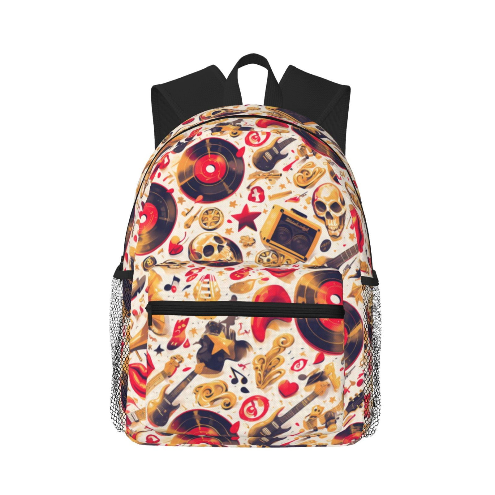 Zeuib gold Skull Guitar record Backpack，Stylish, Comfortable, and ...