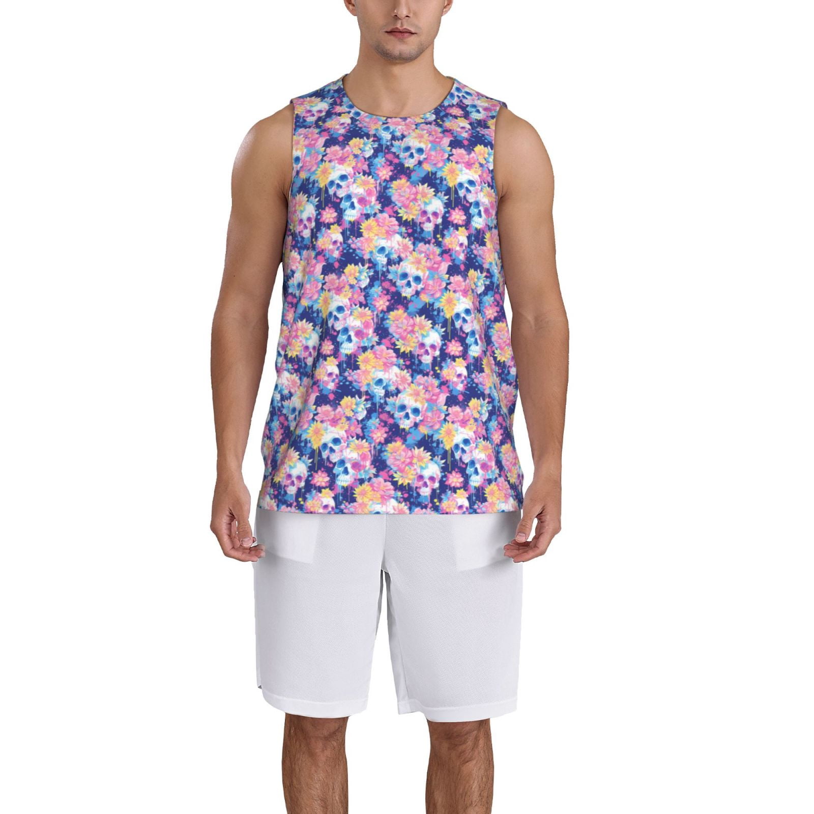 Zeuib graffiti style Skull flower Jersey Shirt for Men,Mesh Athletic ...