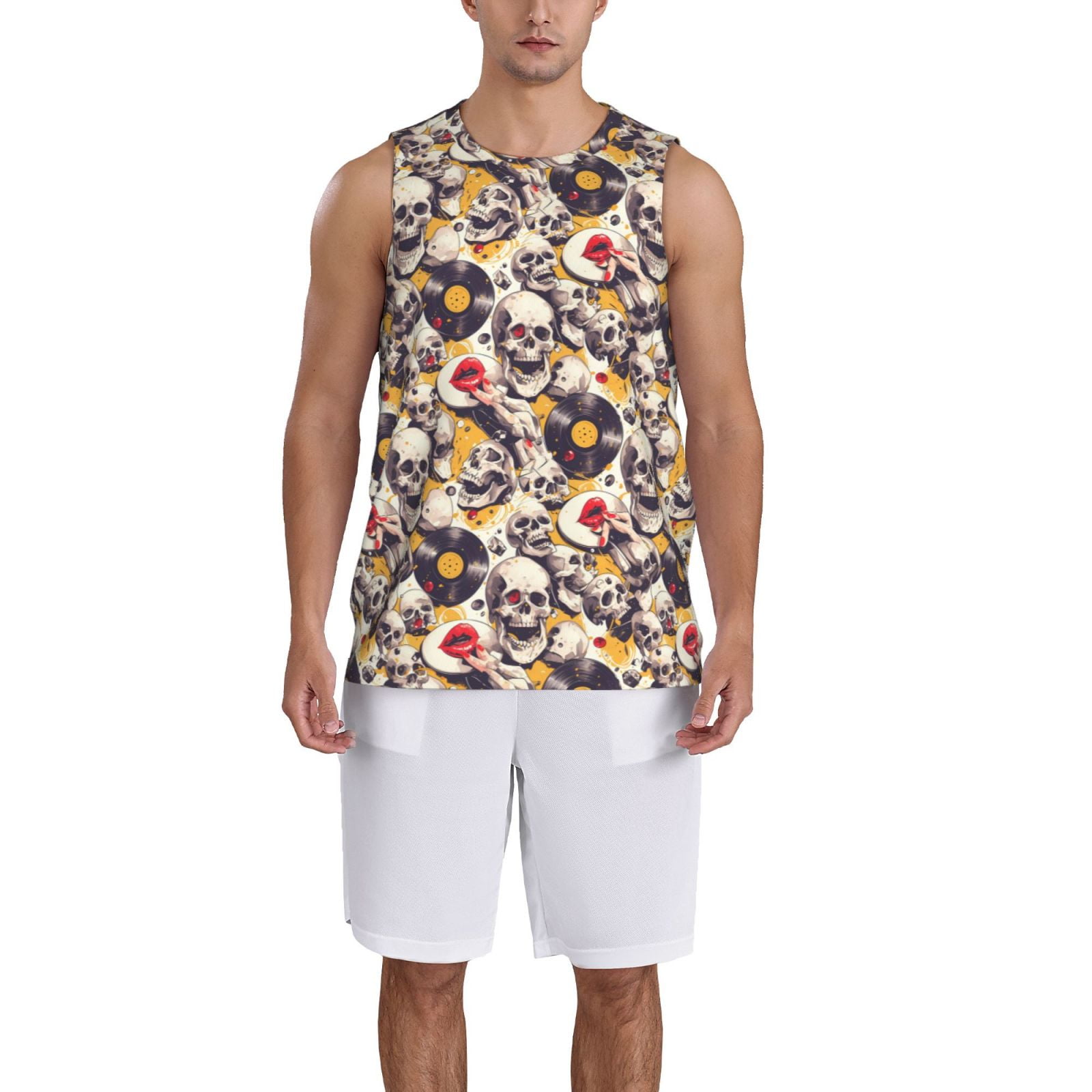 Zeuib lips record rock Skull Jersey Shirt for Men,Mesh Athletic ...