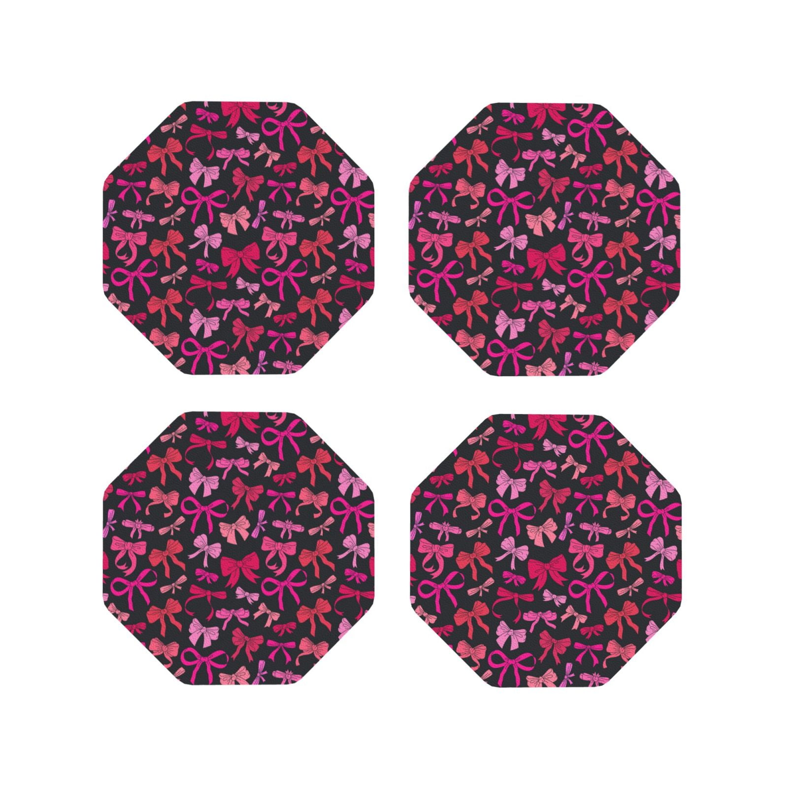 Zeuib pink ribbon bows Print Set of 4 Coasters for Drinks, Glass & Cups ...