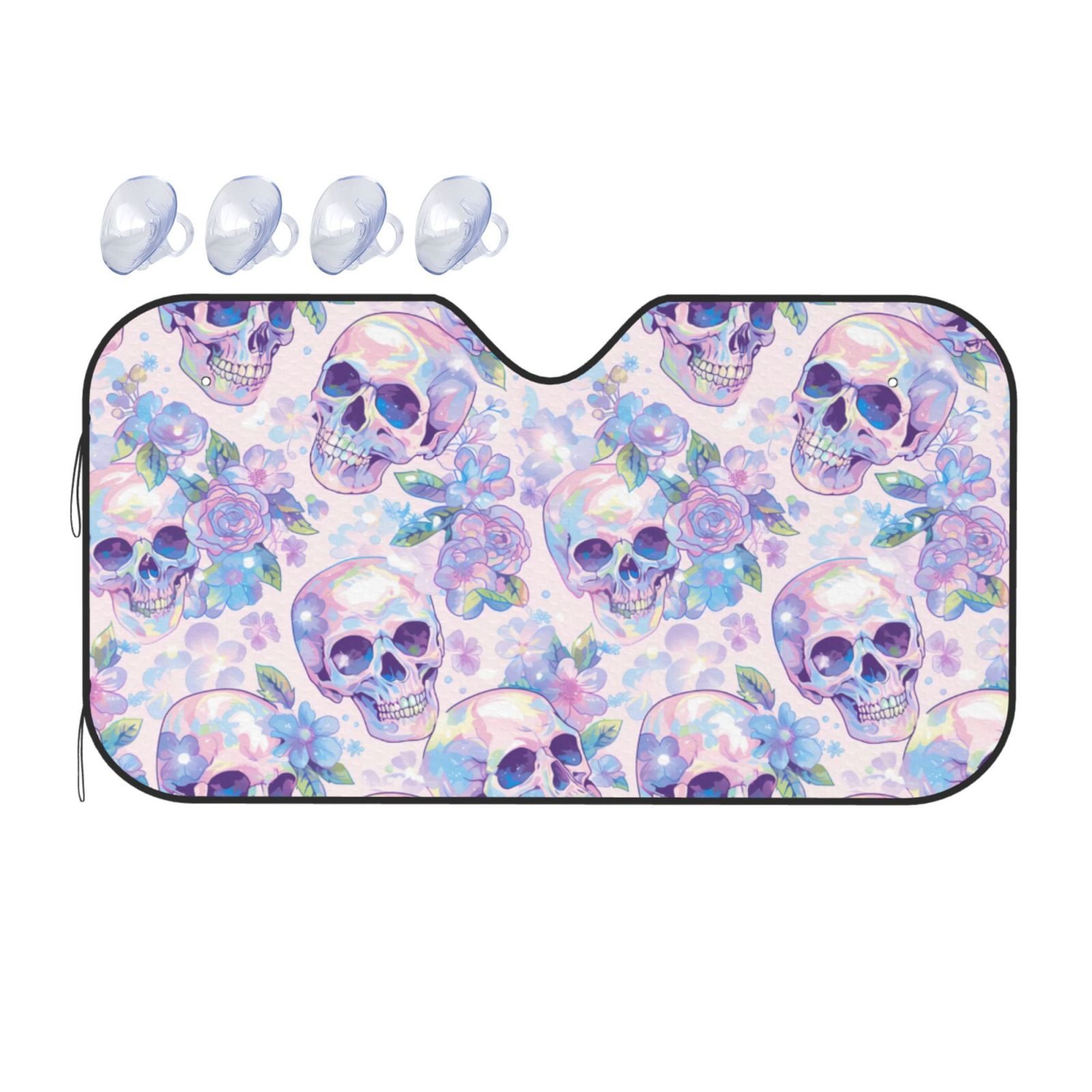 Zeuib white Skull crystal flower Premium Car Sunshade: Superior Sun ...