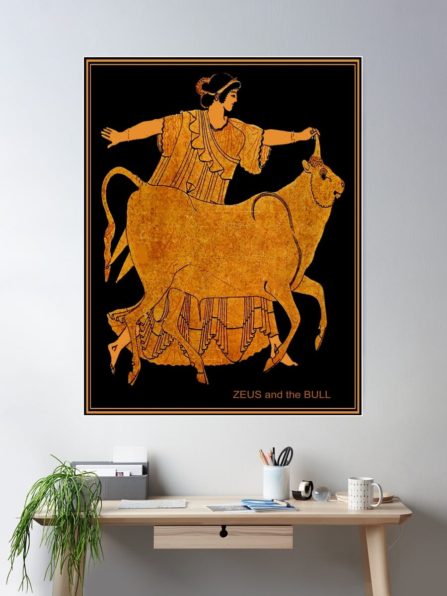 Zeus And The Bull: Greek Ancient God Print Poster Wall Art, Modern Wall Decor For Living Room ...
