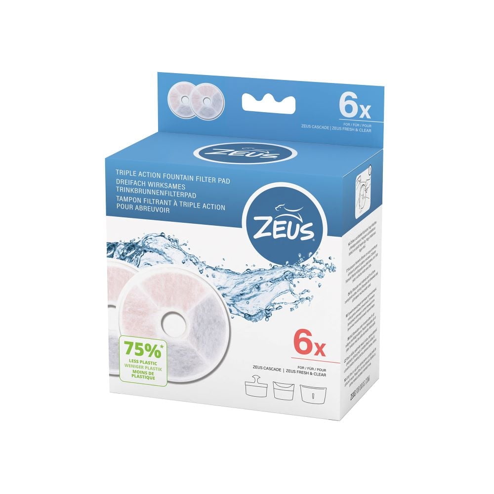 ZEUS Fountain Filter Cartridge, 6-Pack, Triple-Action for Clean and ...