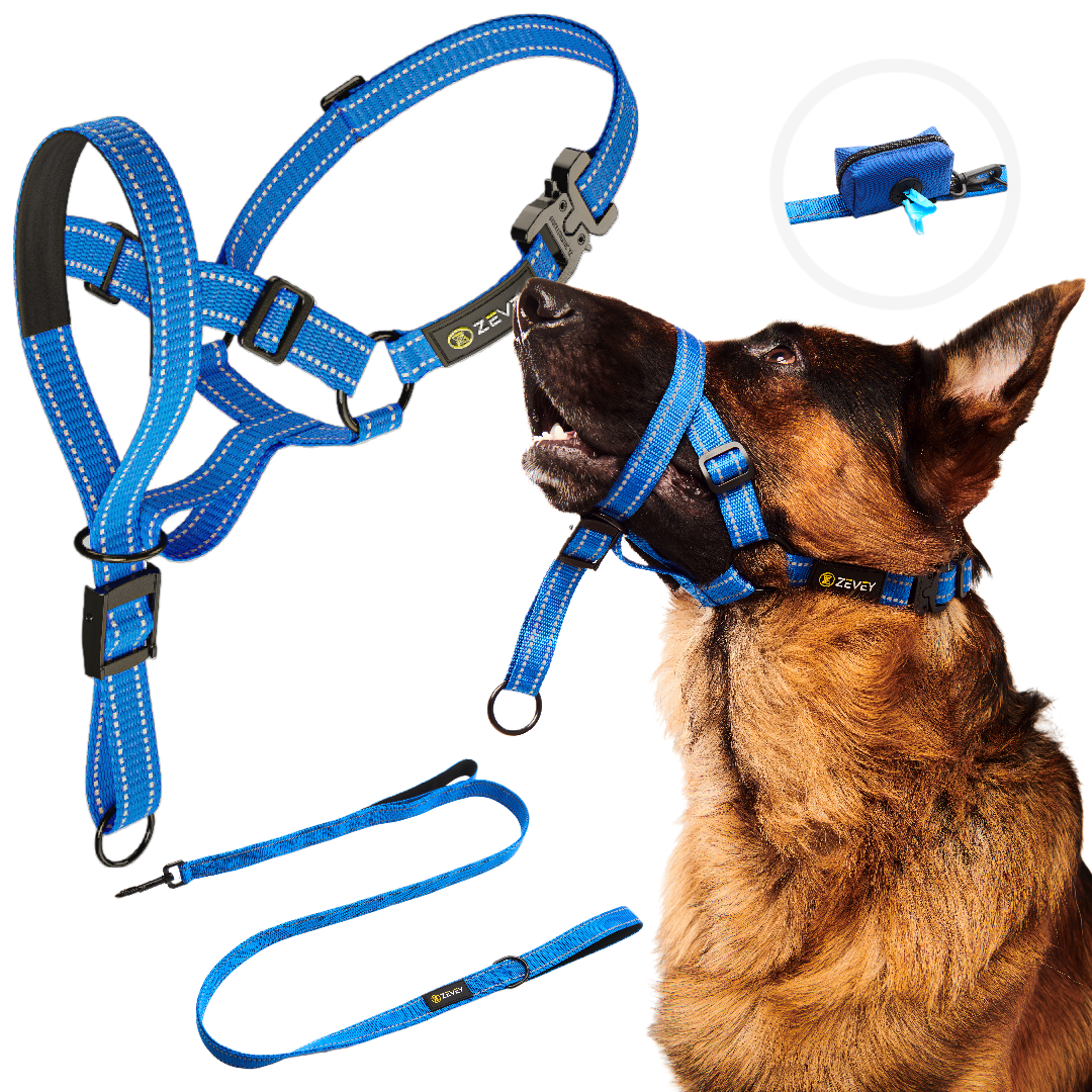 Zevey Dog Headcollar With Leash And Safety Strap Stops Heavy Pulling On ...
