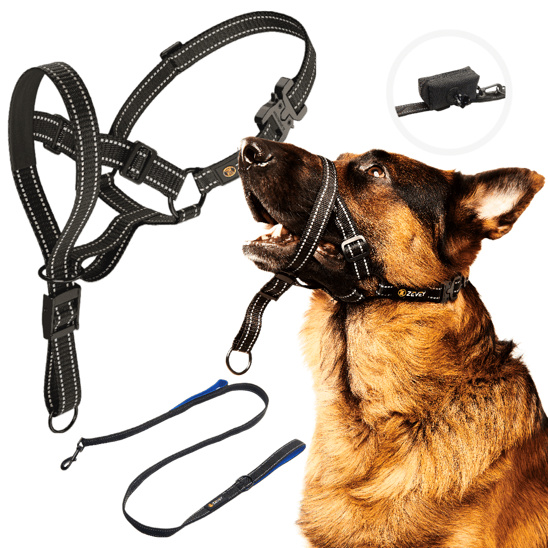 Zevey Dog Headcollar With Leash And Safety Strap Stops Heavy Pulling On ...