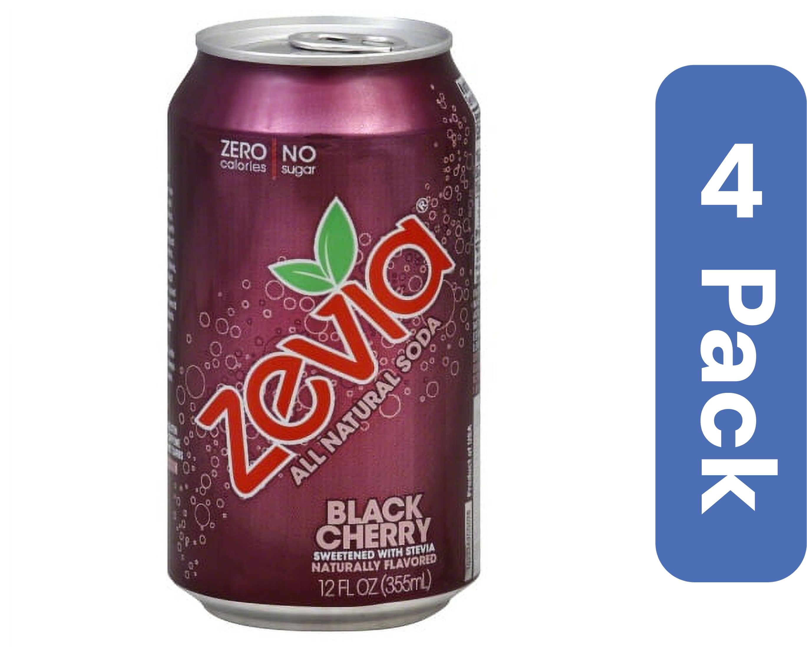 Zevia Black Cherry Zero Natural Soda 6 Pack 72 fl oz (Pack Of 4) - Walmart.com