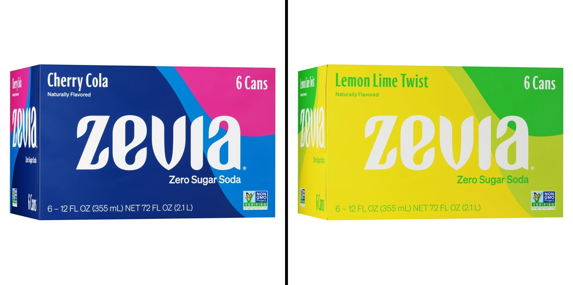 Zevia Lemon Lime Twist 12 oz Cans Pack of 6 & Zevia Cherry Cola 12 fl ...