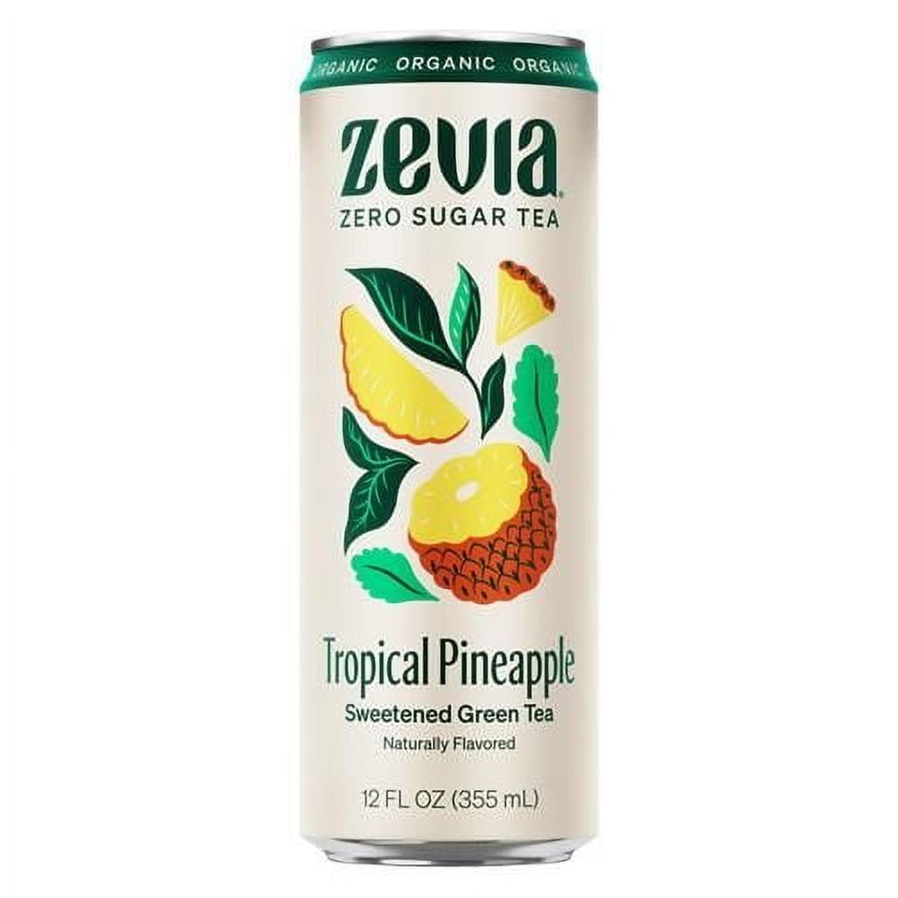 Zevia Organic Sugar Free Iced Tea, Green Tea Tropical Pineapple, 12 ...