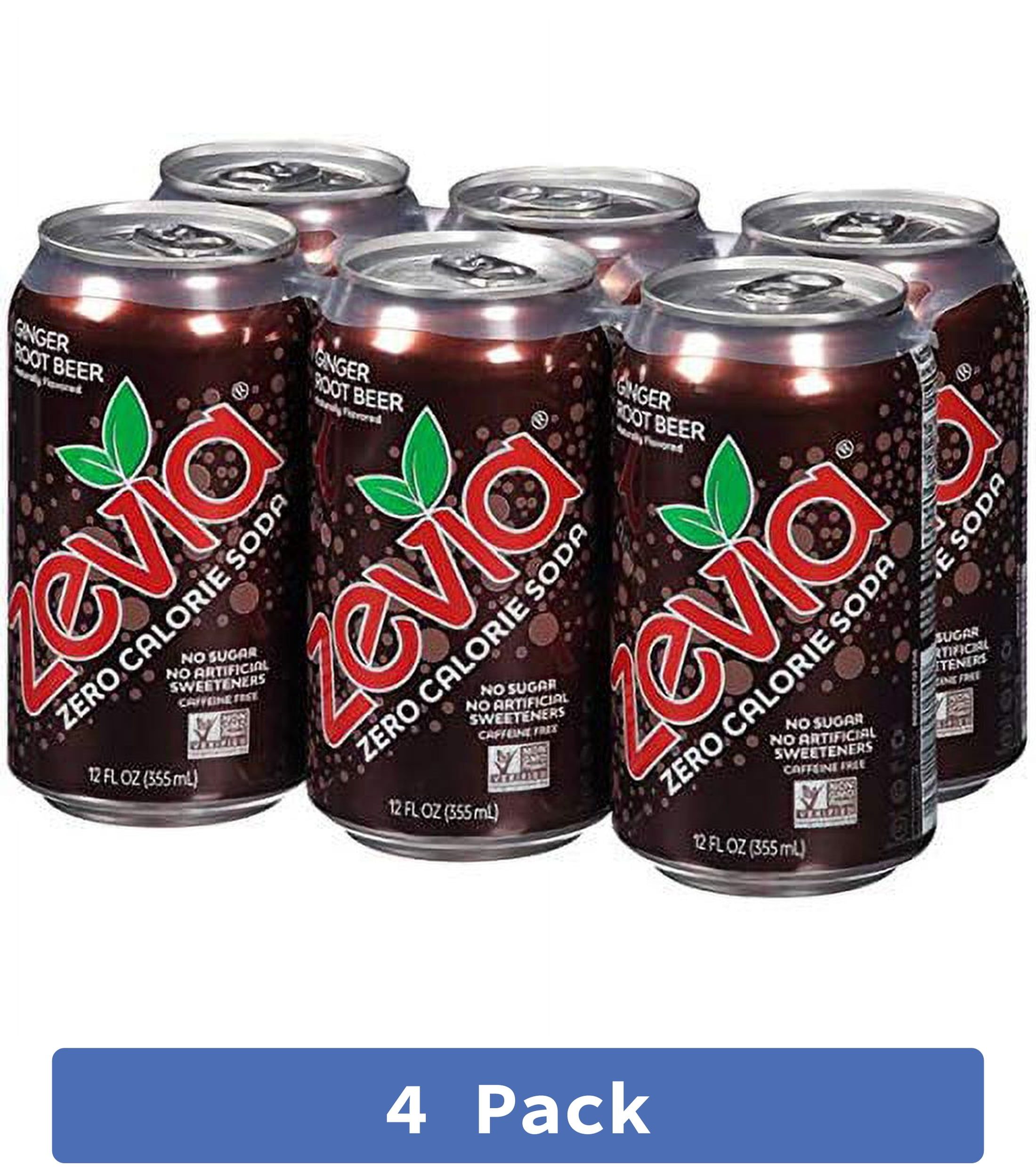 Zevia Root Beer Ginger Natural Soda 6 Pack 72 fl oz (Pack Of 4) - Walmart.com