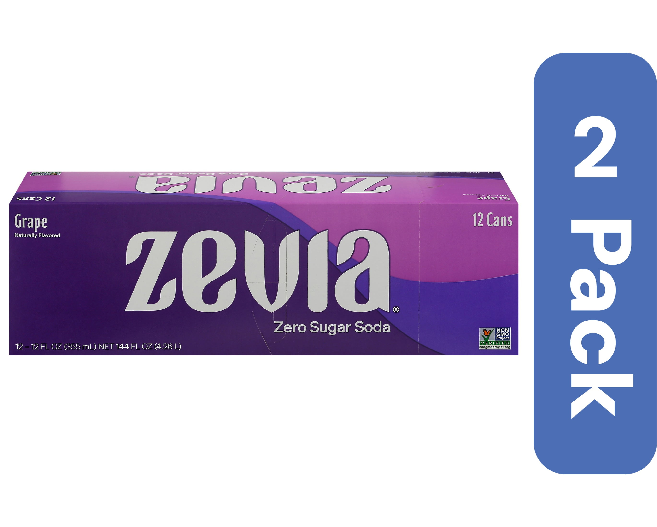 Zevia Soda Zero Grape 12 Pack 144 fl oz (Pack of 2) - Walmart.com