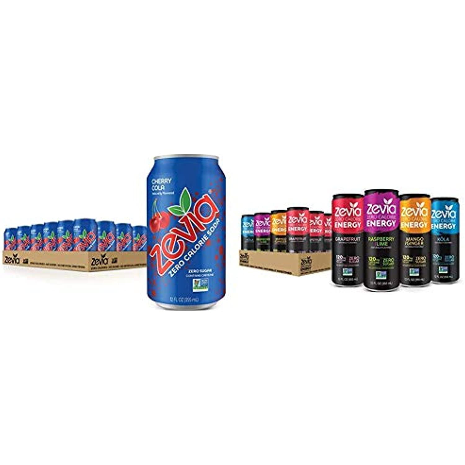 Zevia Zero Calorie Soda, Cherry Cola, Naturally Sweetened Soda, (24) 12 Ounce Cans; Cherry Cola ...