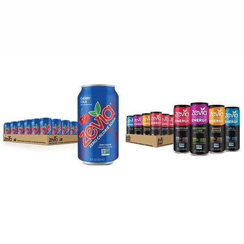 Zevia Zero Calorie Soda, Cherry Cola, Naturally Sweetened Soda, (24) 12 Ounce Cans; Cherry Cola ...