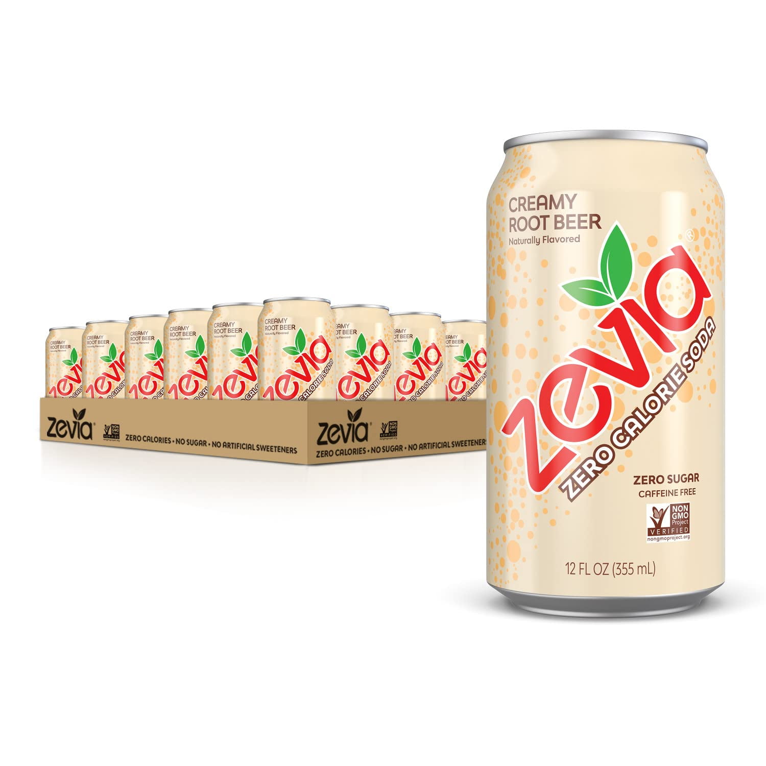 Zevia Zero Calorie Soda, Creamy Root Beer, 12 Ounce Cans (Pack of 24) - Walmart.com