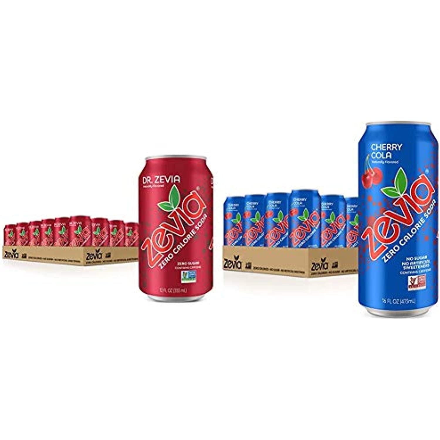 Zevia Zero Calorie Soda, Dr. Zevia, Naturally Sweetened Soda, Fruit-Flavored Carbonated Soda, 12 ...