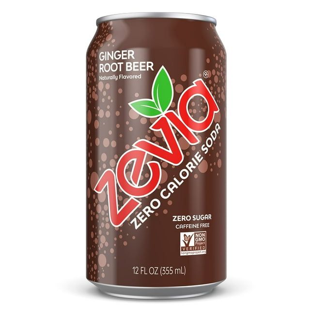 Zevia Zero Calorie Soda, Ginger Root Beer, 12 Fl Oz Cans (Pack Of 24) Packaging May Vary ...