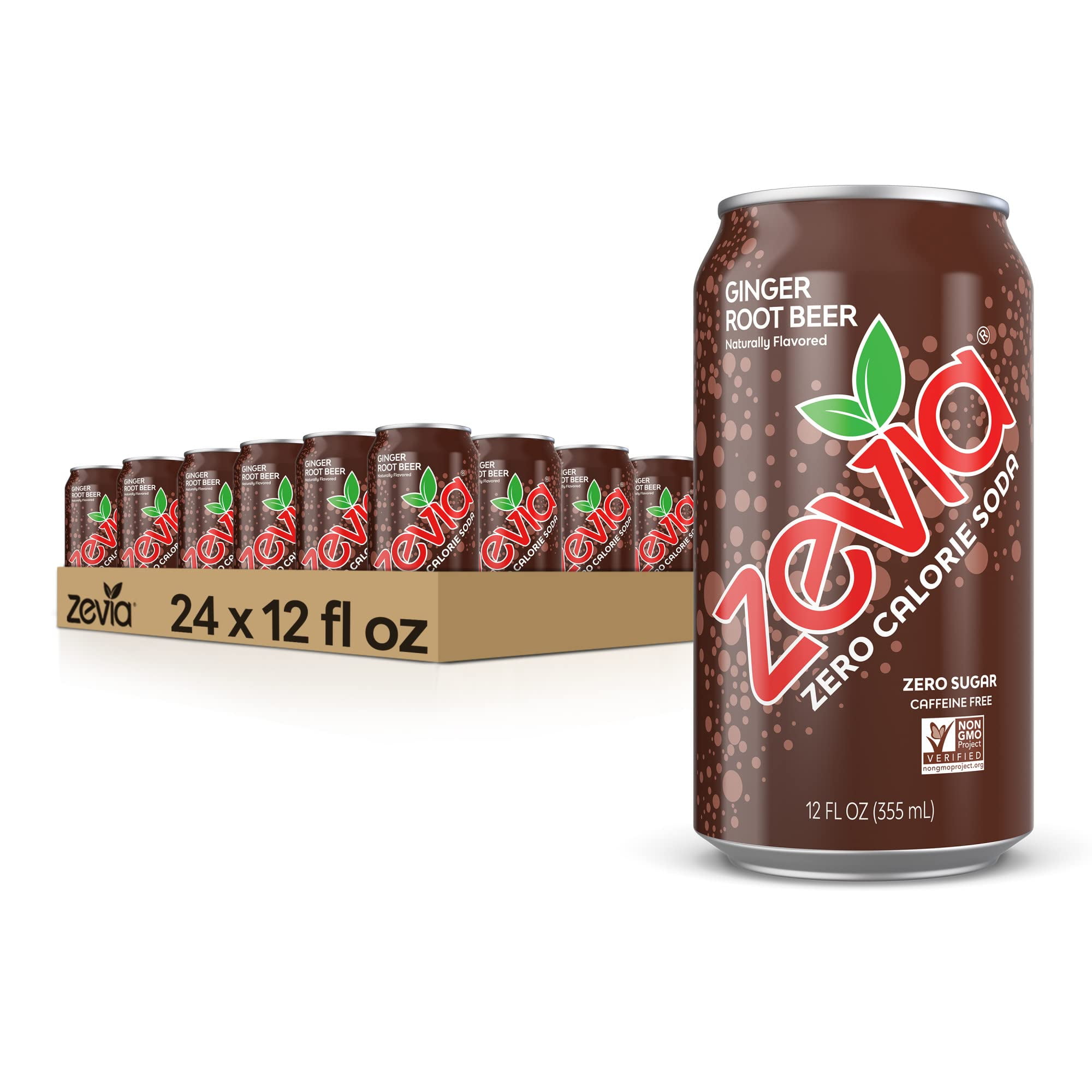 Zevia Zero Calorie Soda, Ginger Root Beer, 12 Ounce Cans (Pack Of 24) - Walmart.com