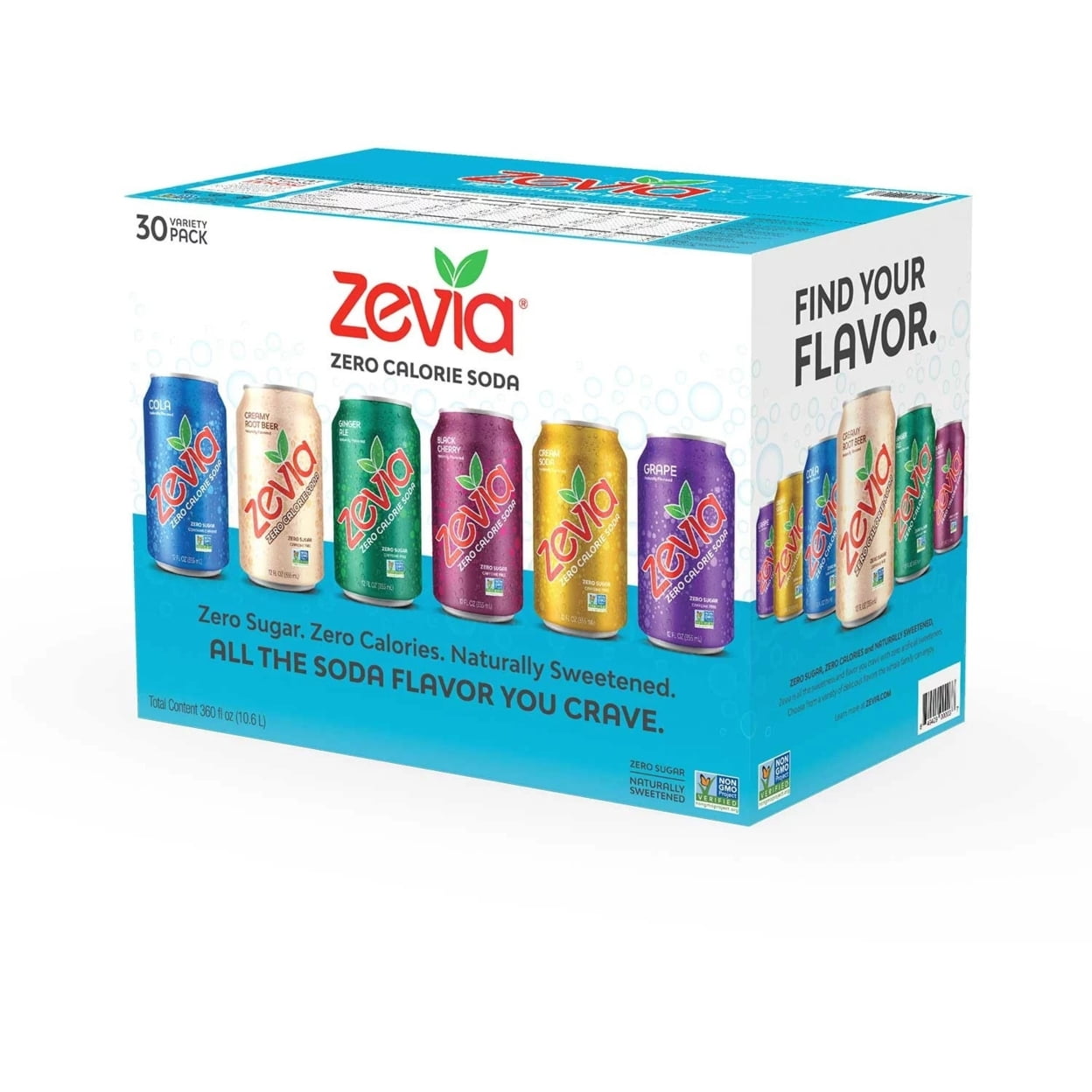 Zevia Zero-Calorie Soda Pop for Warehouse Breakroom Variety - Walmart ...