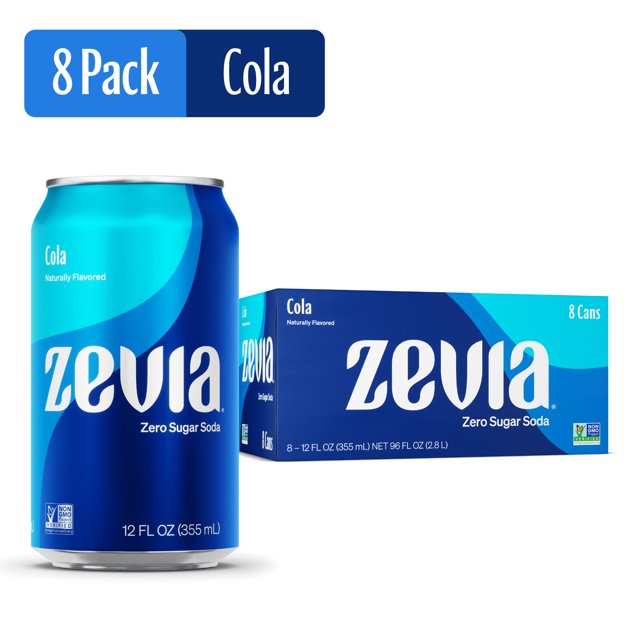 Zevia Zero Sugar, 0 Calorie Cola Soda Pop, 12 fl oz, 8 Pack Cans - Walmart.com