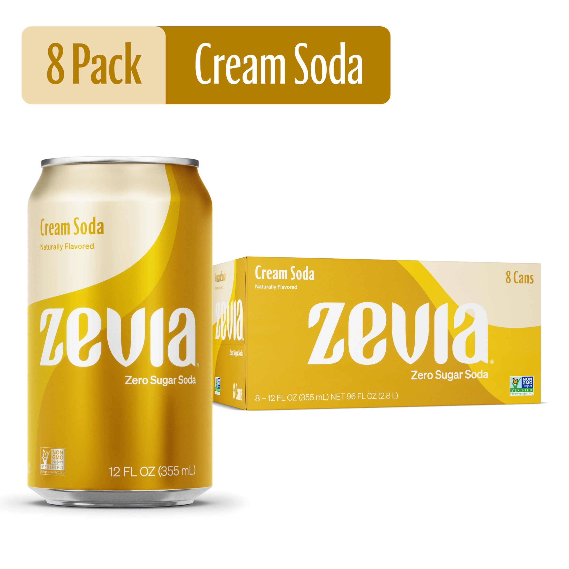 Zevia Zero Sugar, 0 Calorie Cream Soda Pop, 12 fl oz, 8 Pack Cans - Walmart.com